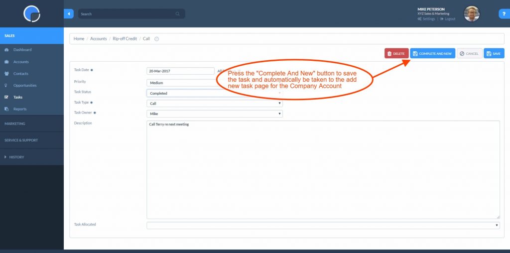 Managing Tasks in your CRM system