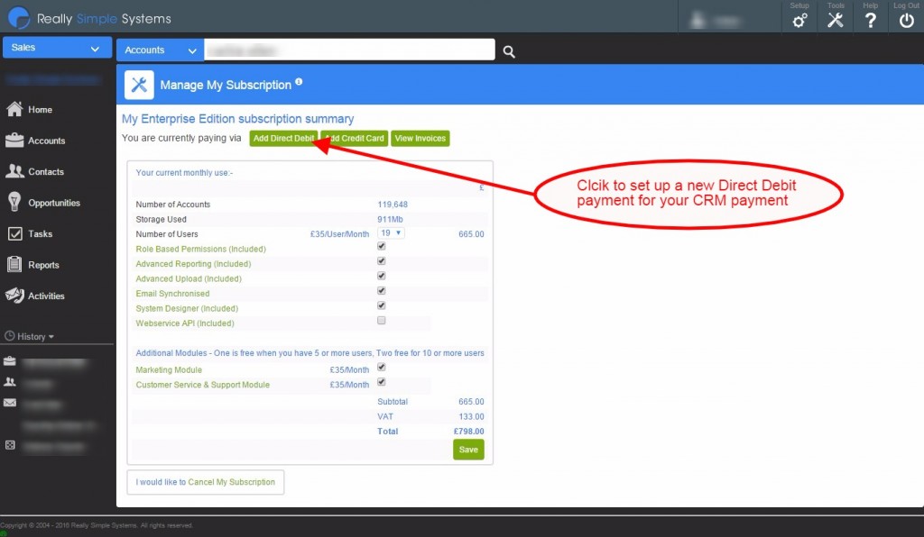 CRM Finance and Invoicing